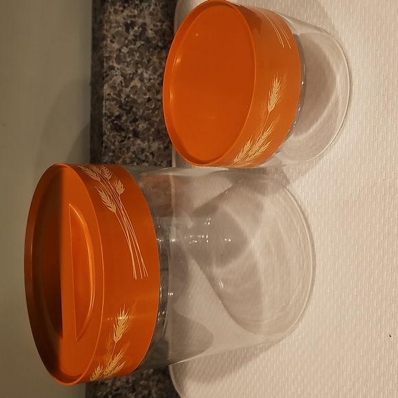Pyrex | Kitchen | Vintage Pyrex Orange And Clear Feather Design Set Of ...